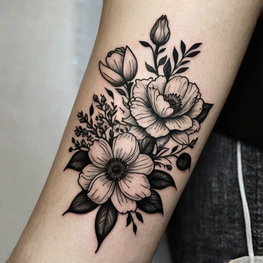 Black and white flower tattoo designs | Tattoo Designs World